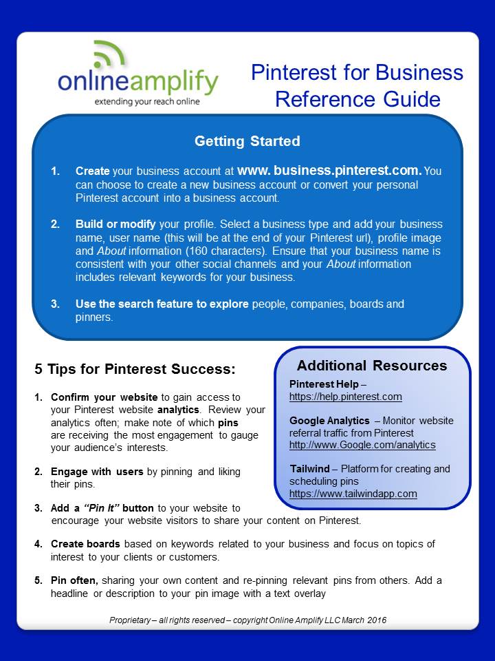Ready, Set, Pin! Free Pinterest Reference | Online Amplify